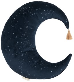 Nobodinoz Polštář Eco-Velvet Moon Night Blue Silver Milky Way