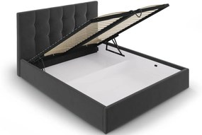 Šedá sametová dvoulůžková postel MICADONI Phaedra 140 x 200 cm