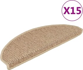 Samolepící nášlapy na schody vzhled sisal 15 ks 65x21x4 cm 326879