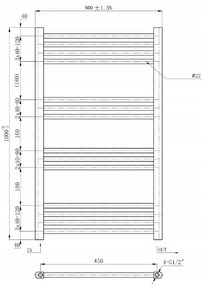 Erga Basic, topné těleso 1000x500 mm, 385 W, černá, ERG-LAV-BASIC-10050-BK