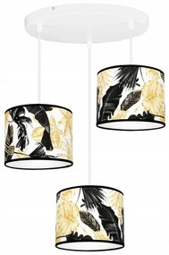 Závěsné svítidlo Gold Flowers, 3x bílé textilní stínítko s květinovým vzorem, (výběr ze 2 barev konstrukce), o