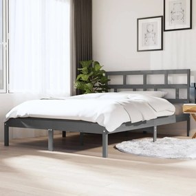 Rám postele šedý 135 x 190 cm Double masivní dřevo,  3101195