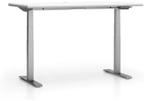 PLAN Kancelářský pracovní stůl SINGLE LAYERS bez přepážek, nastavitelné nohy, bílá / šedá