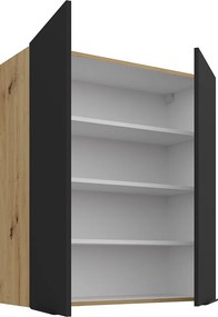 ARIA ac | horní skříňka 80 G-90 2F policová | 80 cm | VYSOKÁ | ANTI FINGERPRINT povrch | artisan/černá