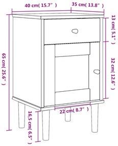 Noční stolek SENJA ratanový vzhled hnědý 40x35x65 cm borovice - Default Title