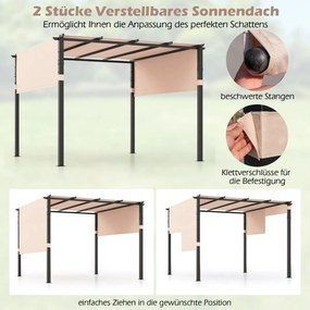 Costway Pergola s 2 Nastavitelné střechy Vodotěsné Stabilní Zimní altán, béžový