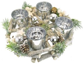Adventní ratanový svícen Invierno šedá, pr. 23 cm