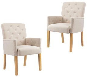 Jídelní židle s područkami 2 ks béžové textil,  3058291