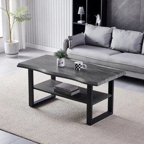 Konferenční stolek 120x60 dekor šedý dub police kovové nohy černý lak CT-F4212 GREY