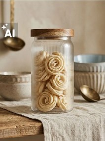 Sinsay - Skleněná dóza na potraviny s dřevěným víkem - clear