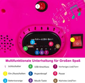 Costway Dětský nárazník 6 V otočný o 360 stupňů s hudbou a barevnými – růžový