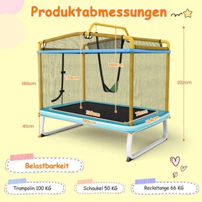 Costway Obdélníková trampolína 3-in-1 pro děti trampolína pro volný čas se sítí