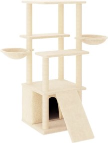 Škrabadlo pro kočky se sisalovými sloupky krémové 133 cm 171756