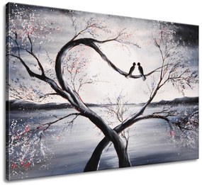 Gario Ručně malovaný obraz Ptačí láska na větvi Rozměry: 120 x 80 cm