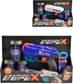 MADE Pistole Hero-X / 6 pěnových nábojů s přísavkou / 3 terče / Dostře