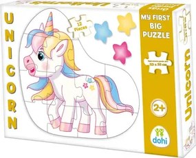 DOHÁNY Podlahové obrysové puzzle Jednorožec / 12 dílků