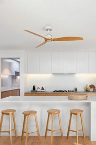 FARO 32110 JUST FAN M stropní ventilátor, bílá/světlé dřevo s DC motorem - FARO