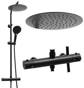 Erga Bergen Therm, sprchová souprava s termostatickou baterií a dešťovou hlavicí 25cm, černá matná, ERG-YKA-BP.BERGEN-THERM-25-BLK