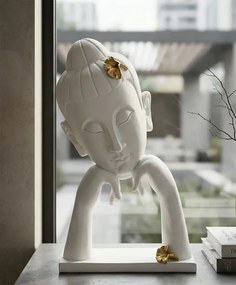 Dekorace na stůl Buddha B 21 cm bílá/zlatá