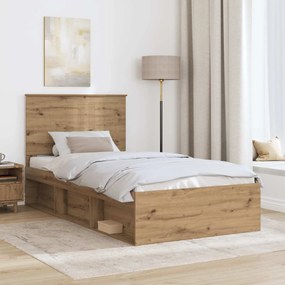 Rám postele Umělecký dub 100 x 200 cm Masivní borové dřevo 3411054