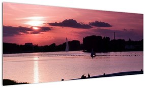 Západ slunce na vodě, obraz (100x40cm)