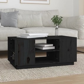 Konferenční Stolek Černý 90X49X40,5 Cm Masivní Borové Dřevo - Přírodní