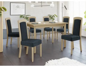 Rozkládací stůl se 6 židlemi - AL26, Barva dřeva: sonoma-L, Potah: Zetta 300