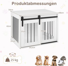 Costway Klec pro psa 80 cm s posuvnými dvířky, bílá