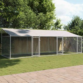 Klec pro psy se střechou a dvířky šedá 6x2x2 m pozinkovaná ocel 3209564
