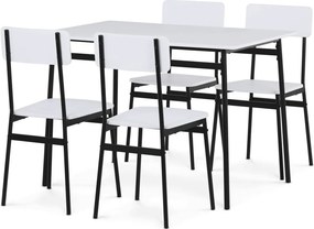 Set jídelní (1+4), MDF dekor divoký dub, černý kov (110 x 70) cm bílá