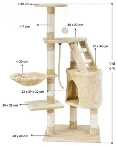 Goleto Škrabadlo pro kočky 118x50x40 cm | béžové