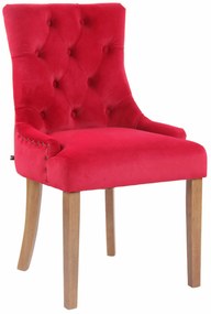 Jídelní židle Aberdeen ~ samet, dřevěné nohy antik světlé - Červená