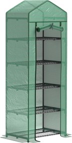 Skleník Outsunny se sklápěcími dveřmi, policemi, zimní skleník vyrobený z oceli, skleník na balkon, zahradu, dům na rajčata 69 x 49 x 193 cm, skleník