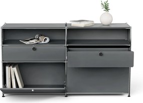 Tchibo - Kovová odkládací skříňka »Cn3« se 2 výklopnými dvířky - barva: šedá