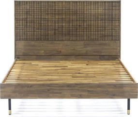 Dvoulůžková postel Maze 180x200 z masivu hnědá/černá