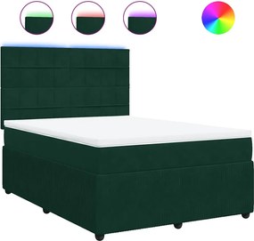 Box spring postel s matrací tmavě zelená 140x200 cm samet 3294661
