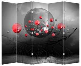 Paraván - Červené abstraktní koule (210x170 cm)