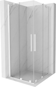 Mexen Velar Duo, sprchový kout s posuvnými dveřmi 100(dveře) x 100(dveře) cm, 8mm čiré sklo, bílá, 871-100-100-02-20