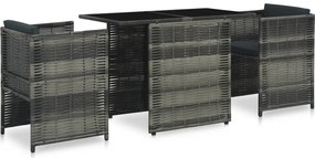 vidaXL 3dílný bistro set s poduškami polyratan šedý [47745]