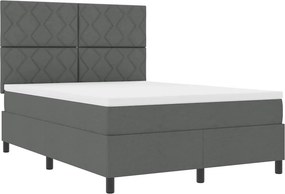 Postel s boxspringem s čelo Tmavě šedá 140 x 200 cm textil 3339470
