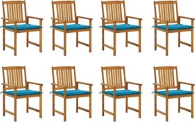 vidaXL Zahradní židle s poduškami 8 ks masivní akáciové dřevo [3078172] Barva: Modrá