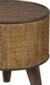 Hnědý dřevěný odkládací stolík Canya - Ø 35*39 cm