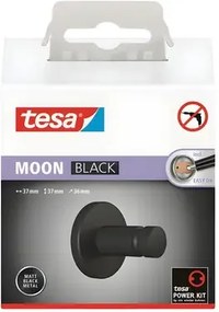 Tesa MOON černá / Háček / Samolepicí montáž / Kov / Kulatý tvar