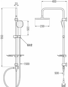 Mexen sprchový set T33 s horní hlavicí čtvercovou, chromová, 798333393-00