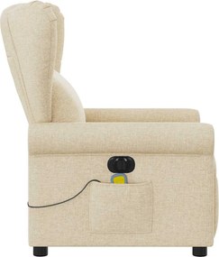 Elektrické masážní polohovací křeslo krémové textil 3303372