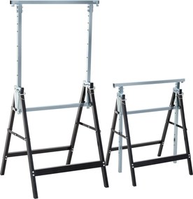 HOMCOM 2 x lešení kozlík skládací výškově nastavitelný do 200 kg z oceli černé barvy 68 x 58 x 80-130 cm pro stavební práce a kutily |