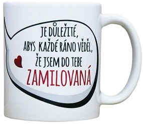 Super plecháček Keramický hrnek s potiskem zamilovaná Objem a motiv: 200 ml bílý uvnitř