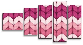 Sablio Obraz - 5-dílný Střídajíci růžové pletení - 100x60 cm