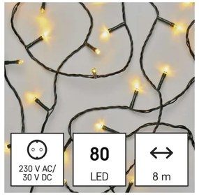 Vánoční osvětlení EMOS D4AW02 ZY1702T 80LED řetěz 8m teplá bílá s časovačem