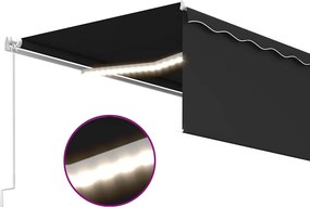 Ručně zatahovací markýza s roletou a LED 5 x 3 m antracitová 3069344